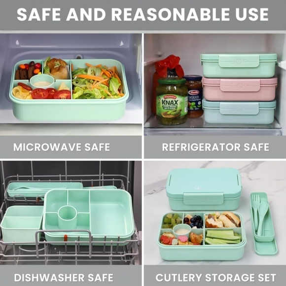 unbranded | Kitchen | Mint Green Bento Lunch Box With Utensils | Poshmark